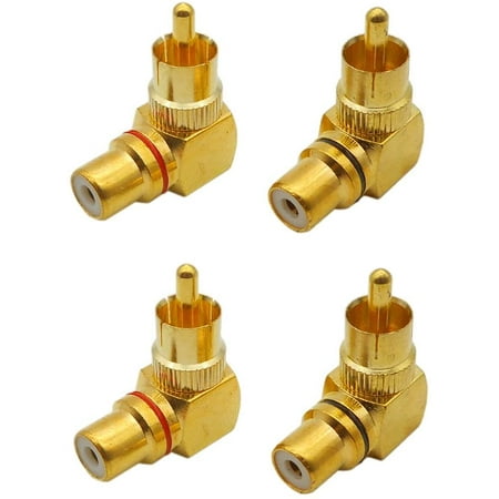 EIGHTNOO RCA Right Angle Adapter - 90 Degree RCA Male to Female Gold ...