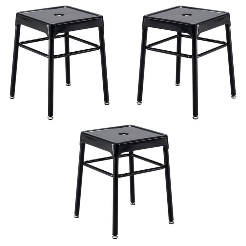 Home Square 18"H Steel Backless Guest Stool in Glossy Black - Set of 3 - Walmart.com