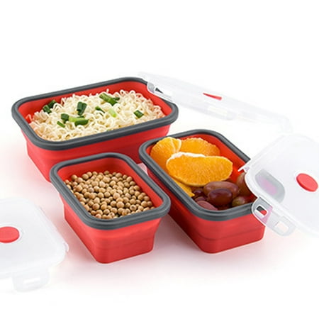 Silicone Lunch Boxes Set Collapsible Food Storage Containers Rectangle ...