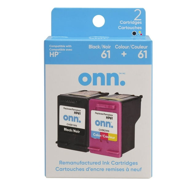 onn. Remanufactured HP 61 Black & Tri-Colour Ink Cartridges, Two Packs ...