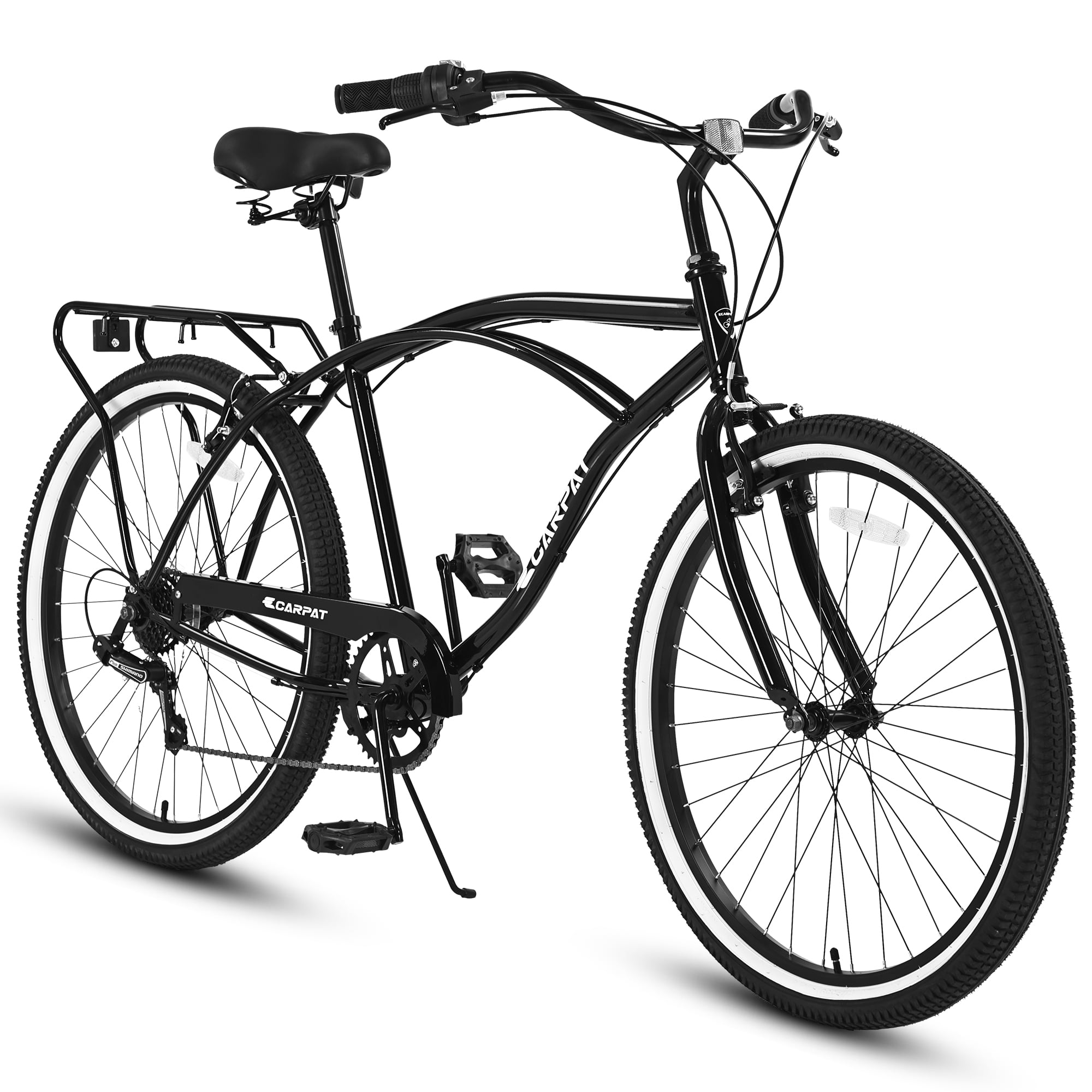 S26205 26 Inch Beach Cruiser Bike for Men and Women, 7 Speed Bicycle ...