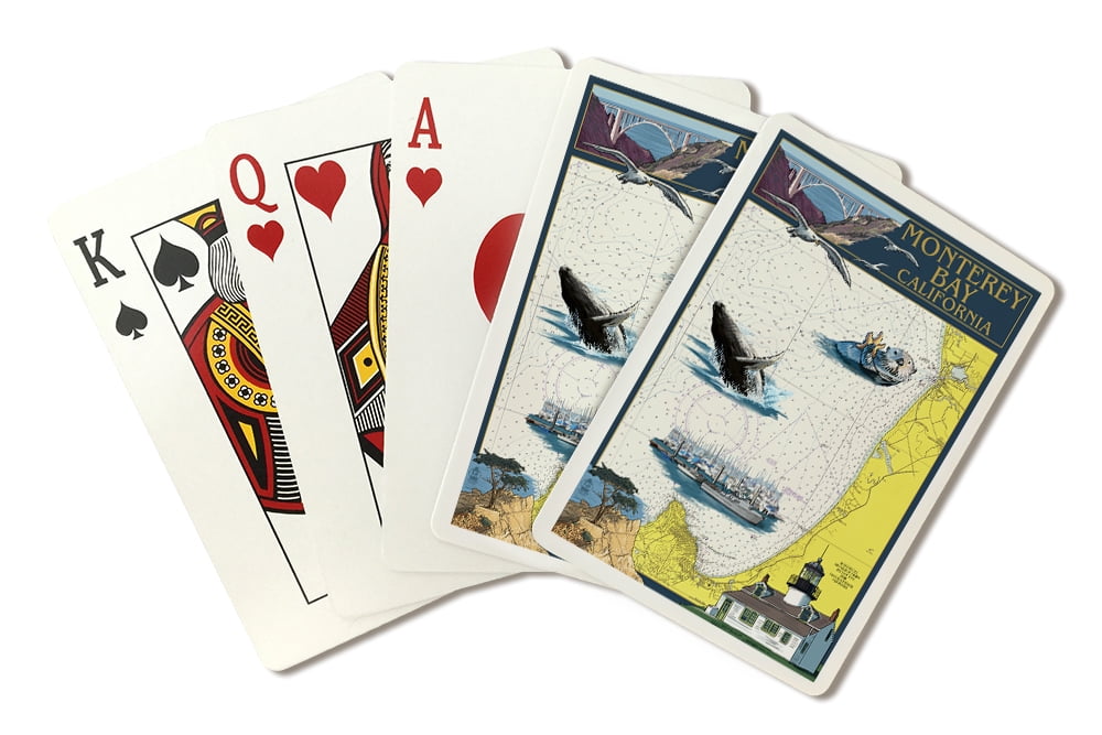 Monterey Bay, CA, Nautical Chart, Lantern Press, Premium Playing Cards ...