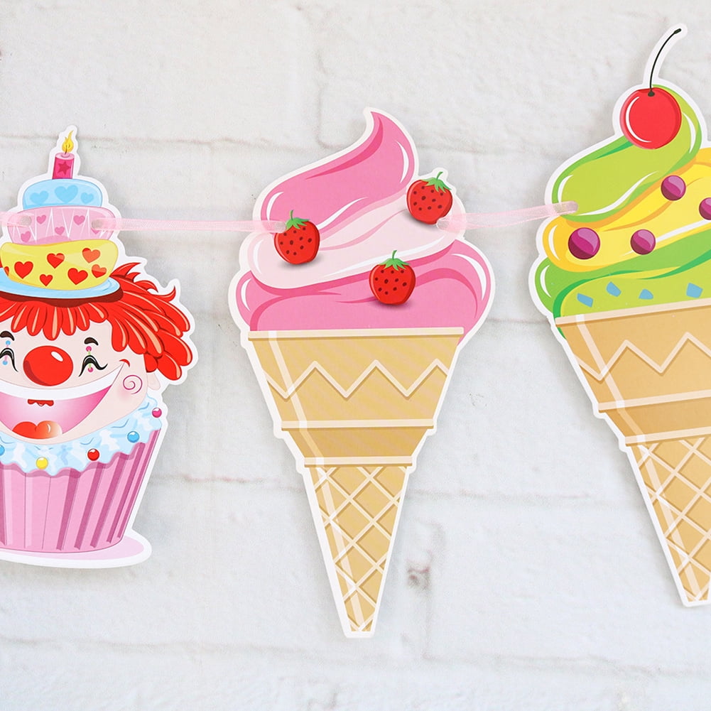 Party Décor Paper & Party Supplies Pastel happy birthday ice cream cone ...