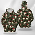 Skull Christmas Hoodie with Santa Hats and Holly, Spooky Holiday Design ...
