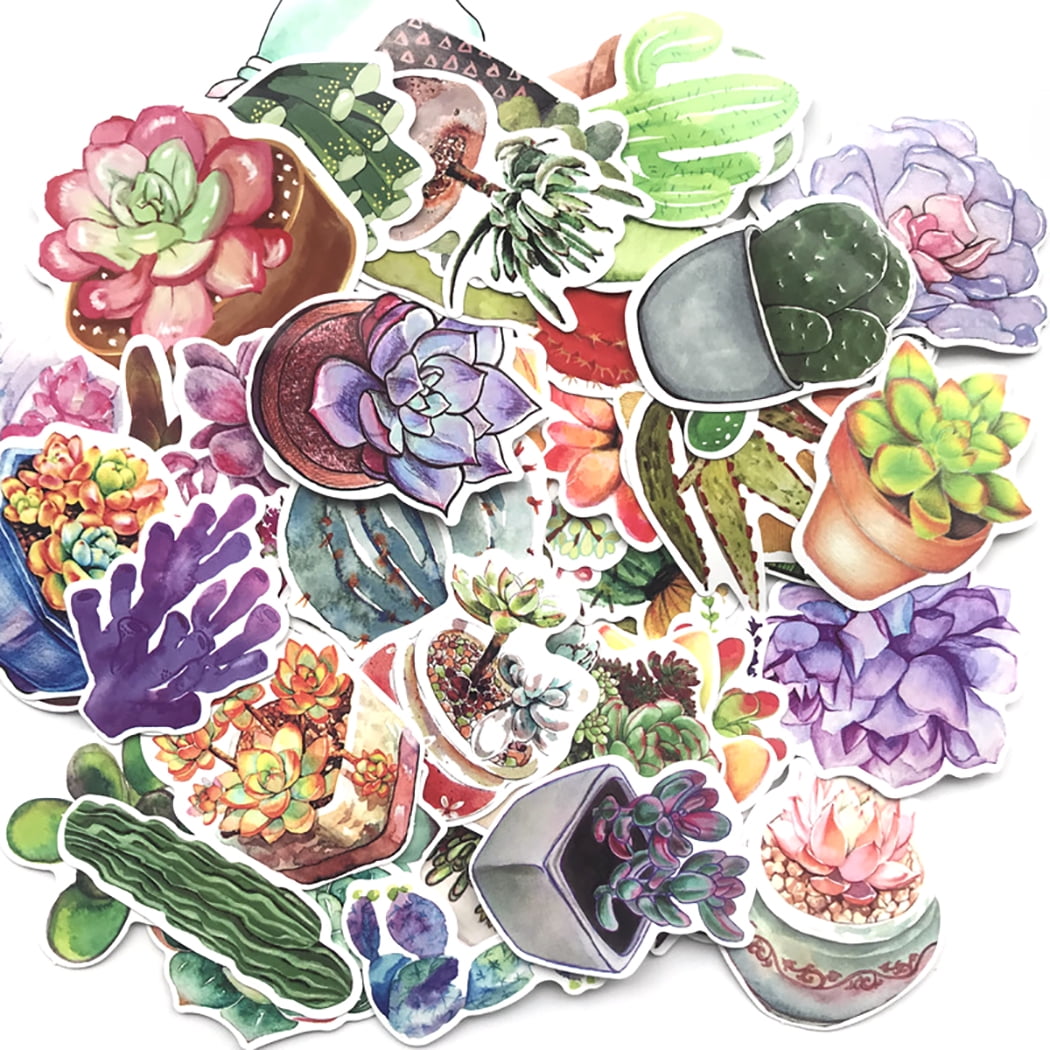 Nobrand 71pcs Luggage Sticker Cartoon Plant Suitcase Decal Car Sticker Graffiti Sticker