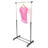 Ktaxon Adjustable Rolling Garment Rack Single Hanging Bar Clothes ...