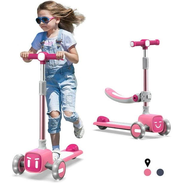 Unbreakable & Never Fall Down 2-in-1 Scooters Kids 3 Wheel Kick Scooter ...