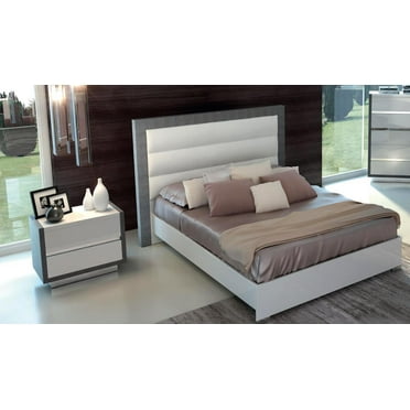 Glossy White King Bedroom Set 3Pcs Contemporary Made in Spain ESF Granada - Walmart.com