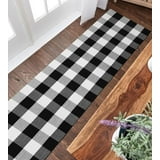 PK.ZTopia Buffalo Plaid Area Layering Check Rug, 24 x 71 Inches, Black ...