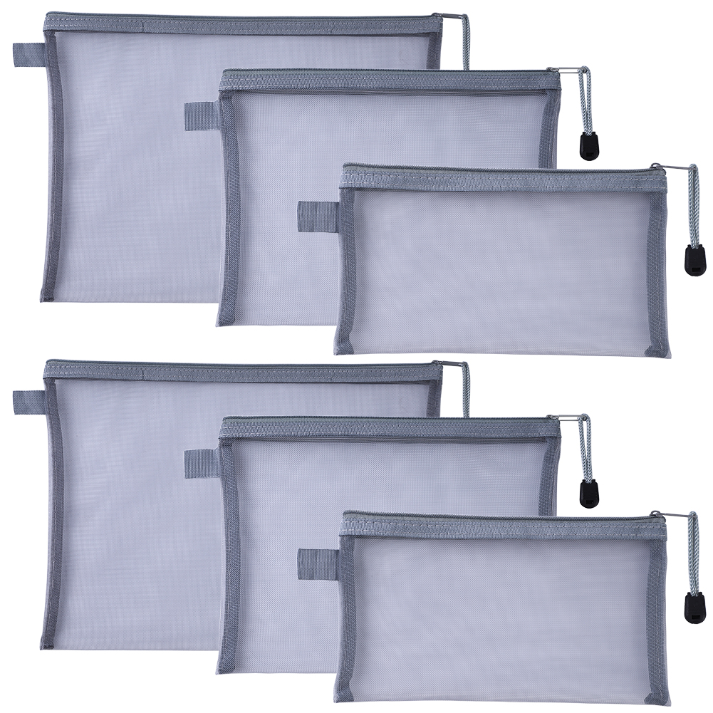 6pcs Mesh Cosmetic Bag Multifunctional Makeup Pouches With Zipper File ...