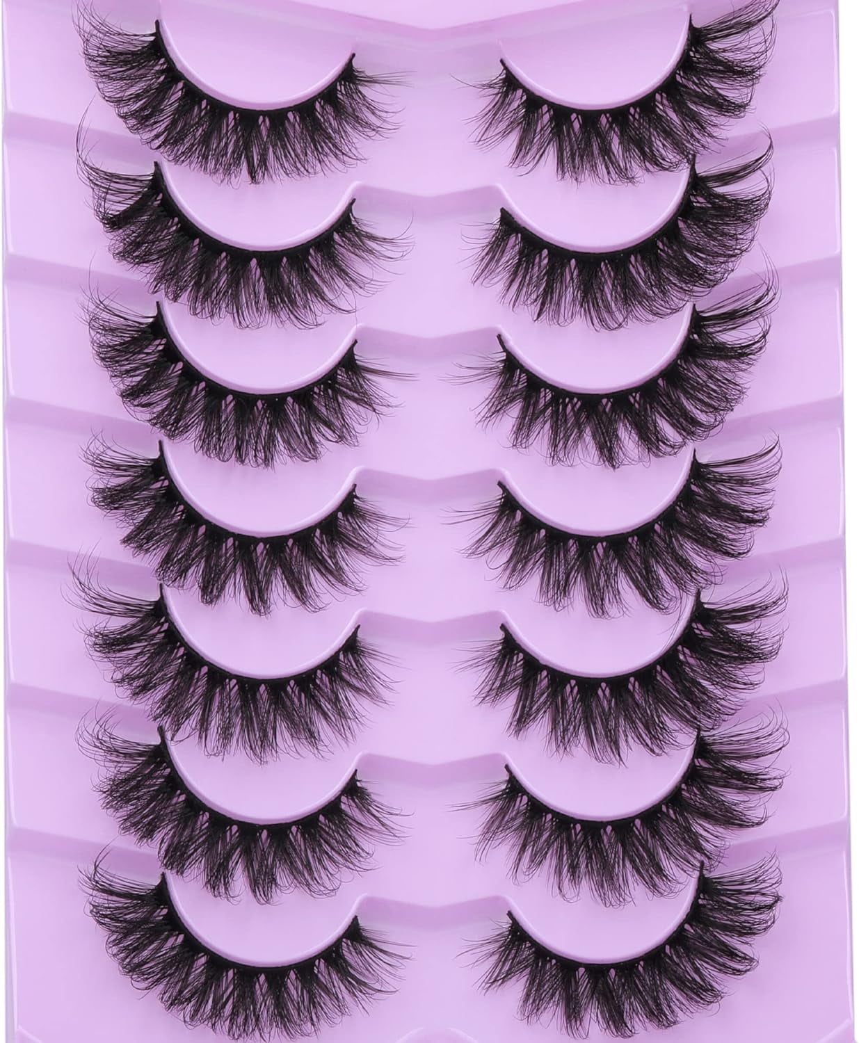 SHIQI-Mink Lashes Cat Eye Natural Look Fluffy Fox Eye Full False ...