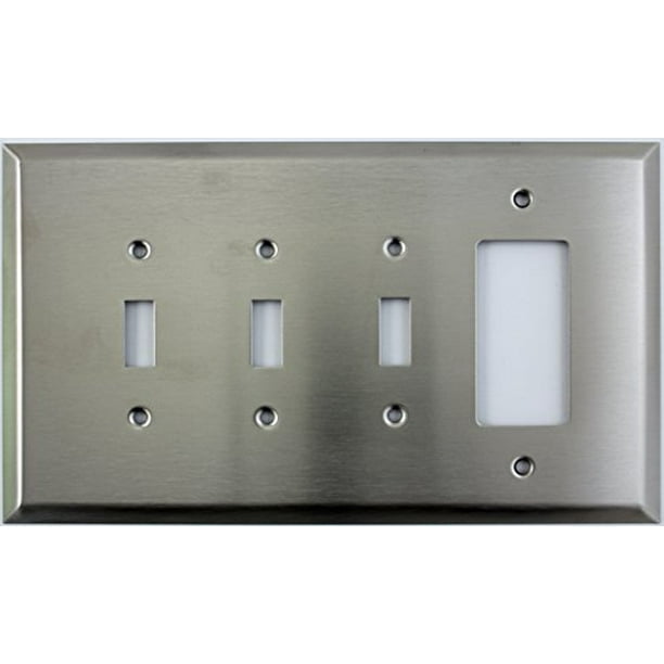 Over Sized Jumbo Satin Stainless Steel 4 Gang Switch Plate - 3 Toggle ...