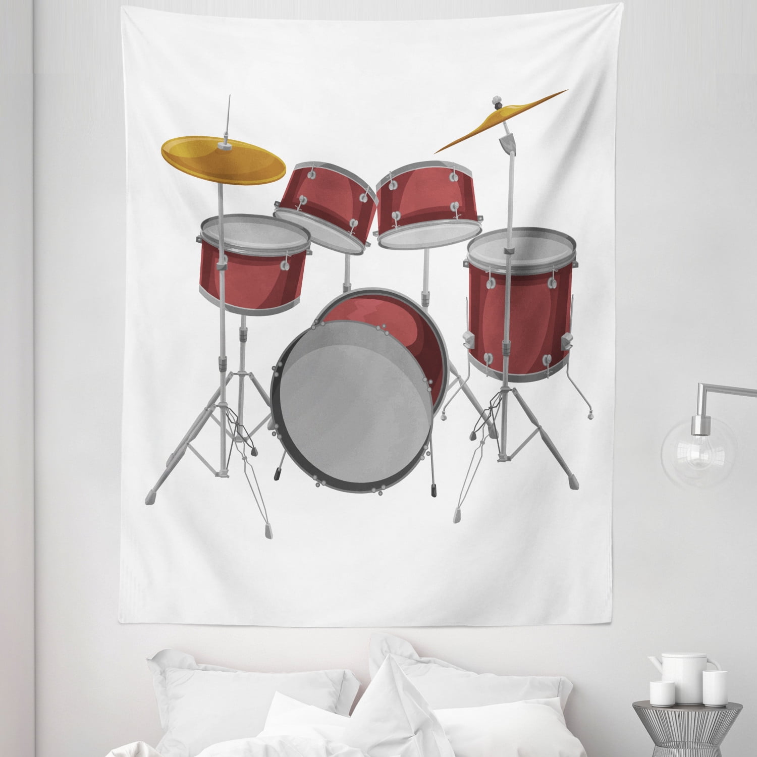 Drums Tapestry, Picture of a Drum Kit Percussion Instrument Standing on ...