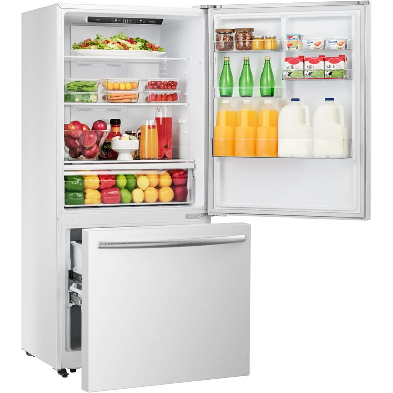White refrigerator bottom freezer store