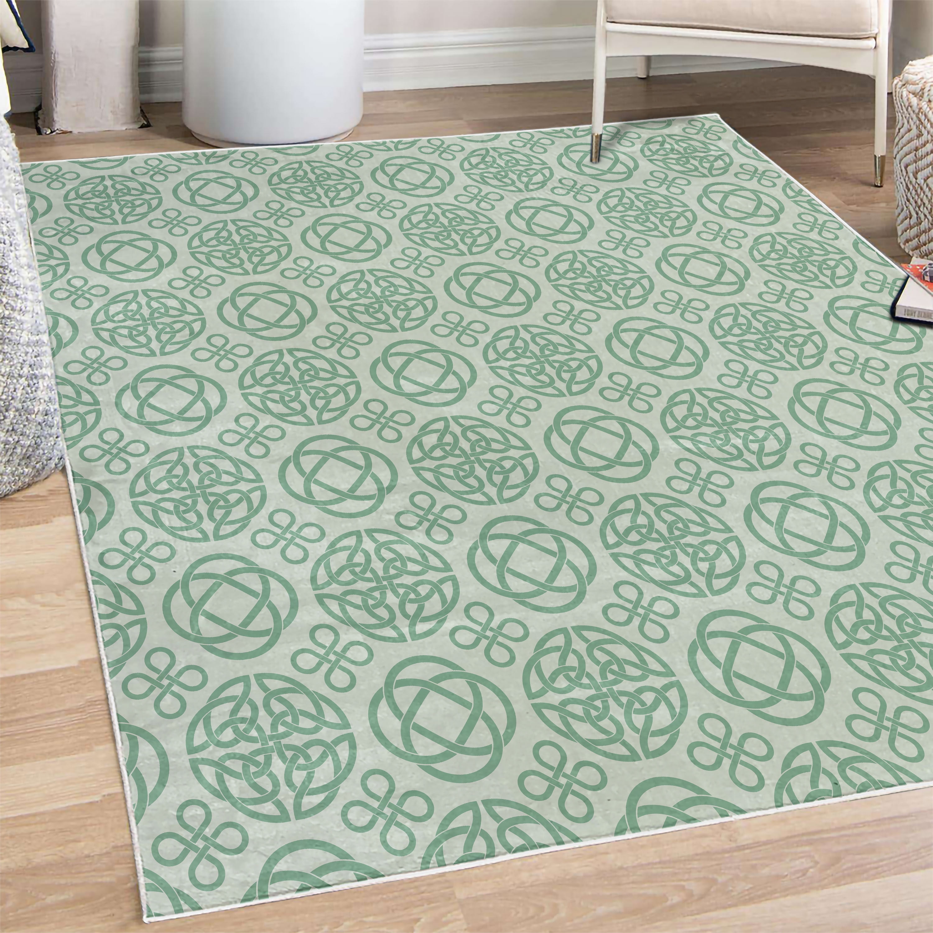 Celtic Decorative Rug, Retro Tribal Circle Knots Eternity Forms Pattern ...