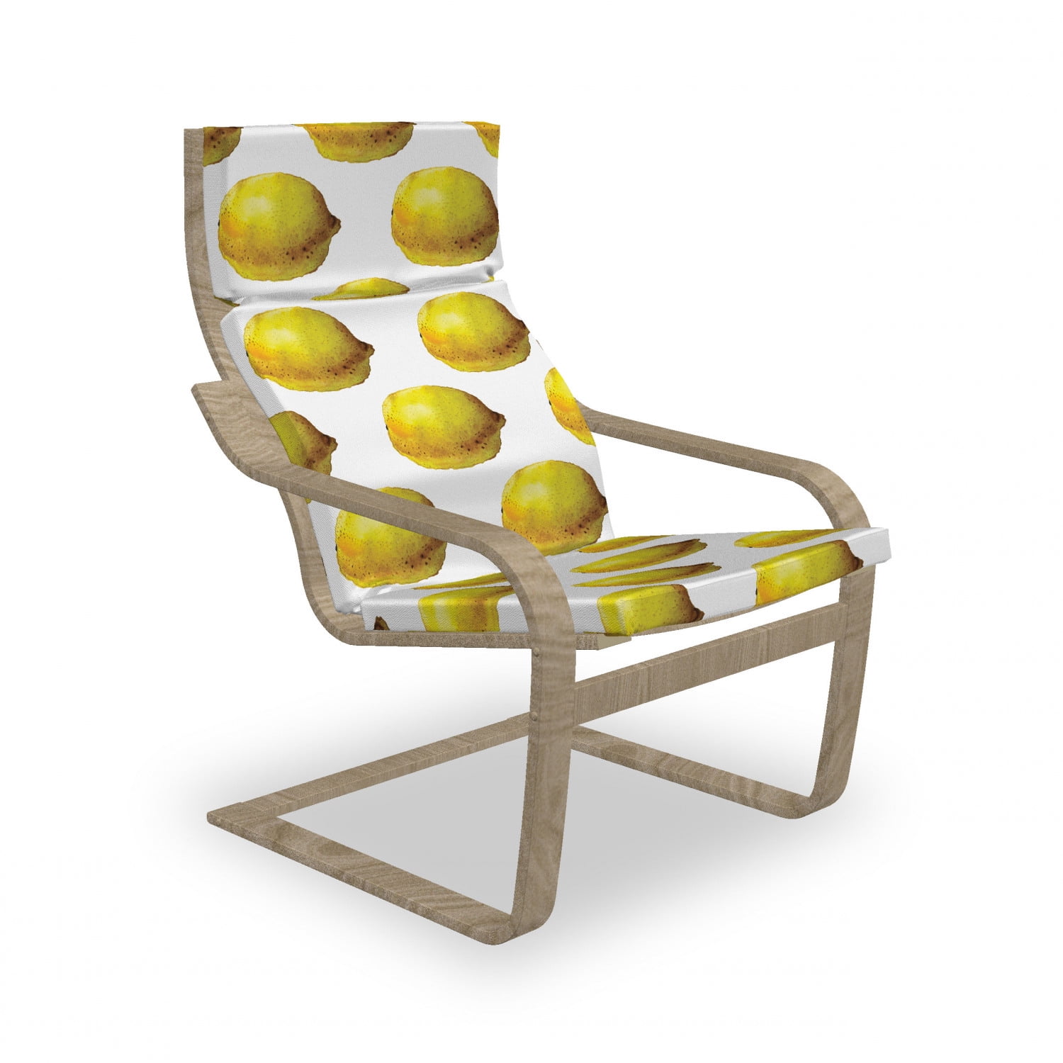 Lemon Armchair Pad and Slipcover, Watercolor Painting of Lemon Fruit on ...