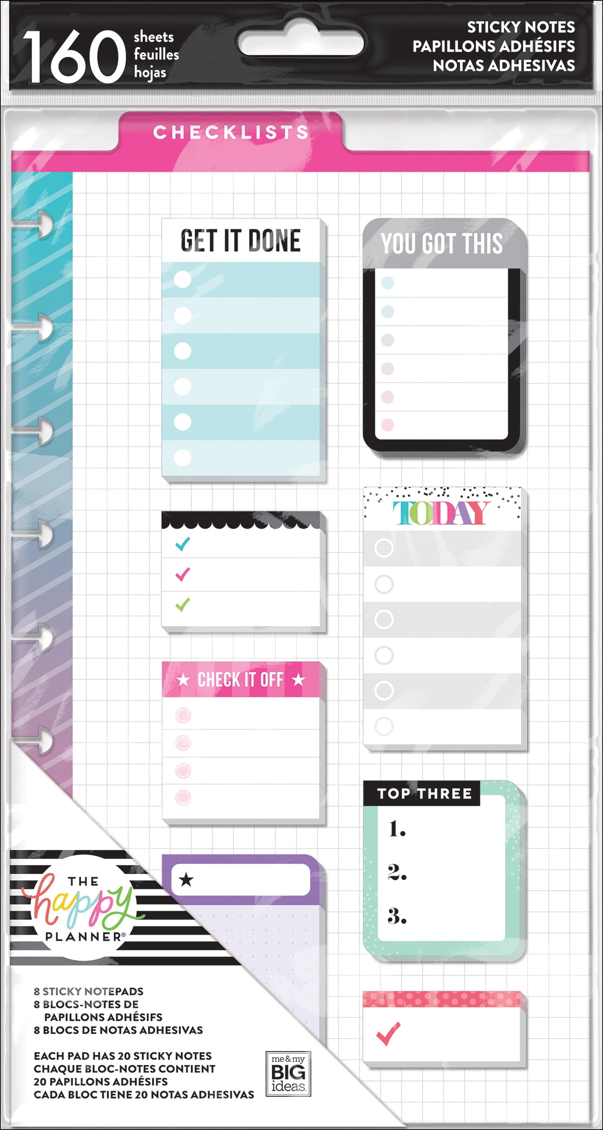 Happy Planner Sticky Notes 160/Pkg Checklists - Walmart.com