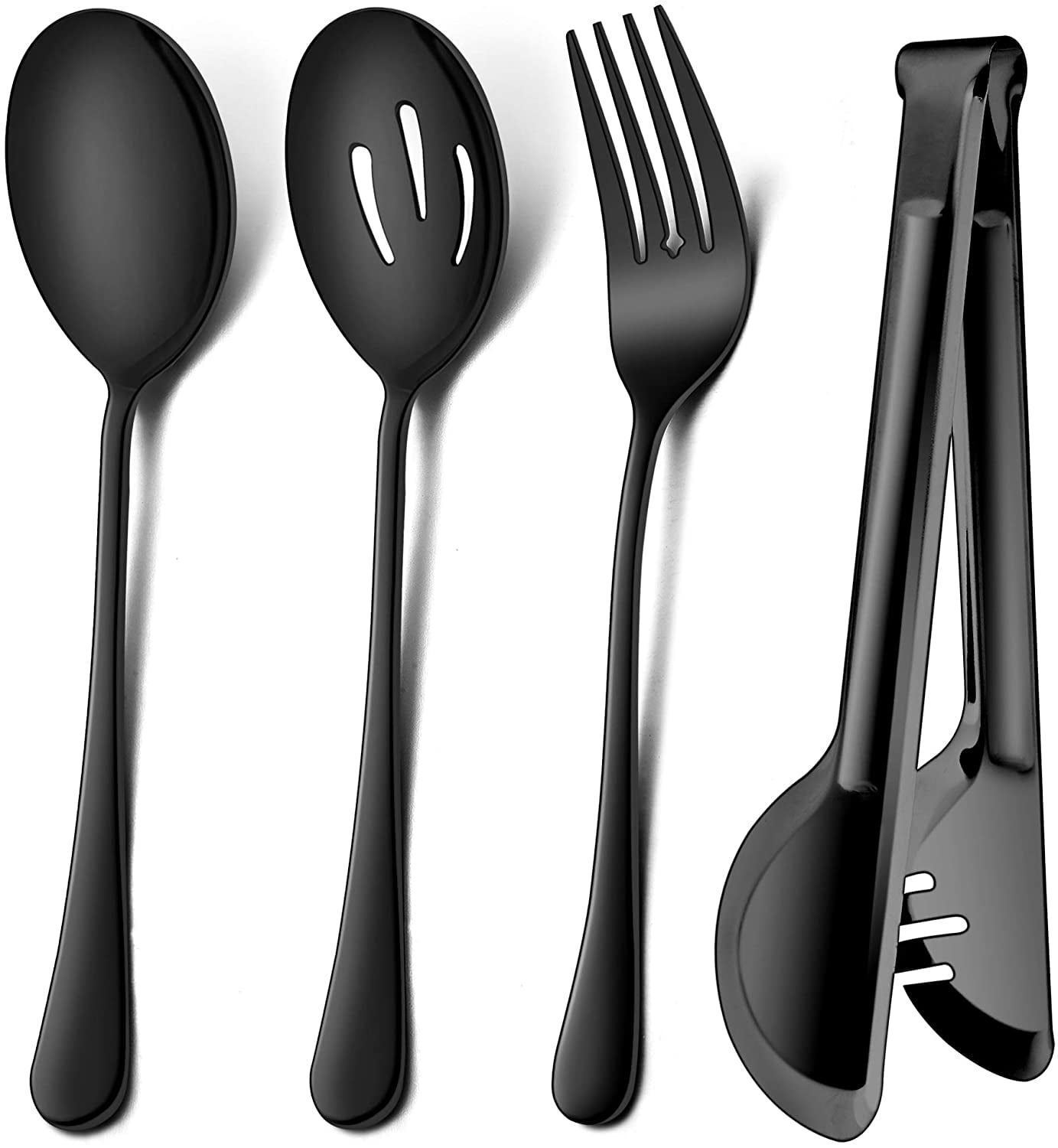 VeSteel 12-Piece Stainless Steel Black Serving Utensils, Include 3 ...