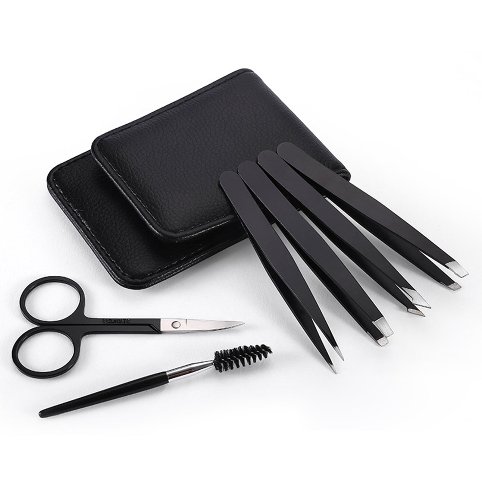 Juego de 6 pinzas para cejas de acero inoxidable con estuche de ...