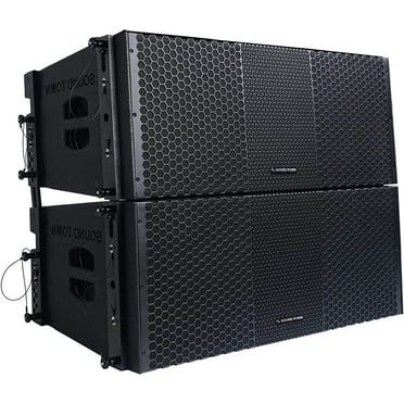 Sound Town ZETHUS Four Dual 10-inch Line Array Speaker and Professional Amplifier System Combo ...