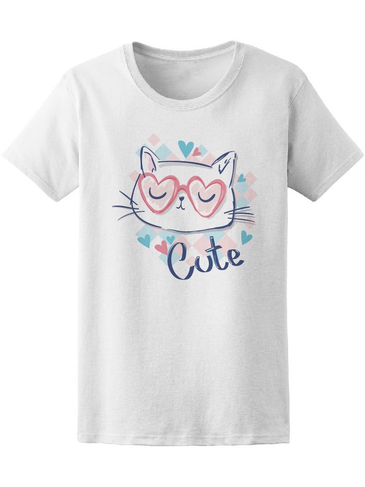 Playera Para Mujer - Gato Con Lentes De Corazon Smartprints T-shirt ...