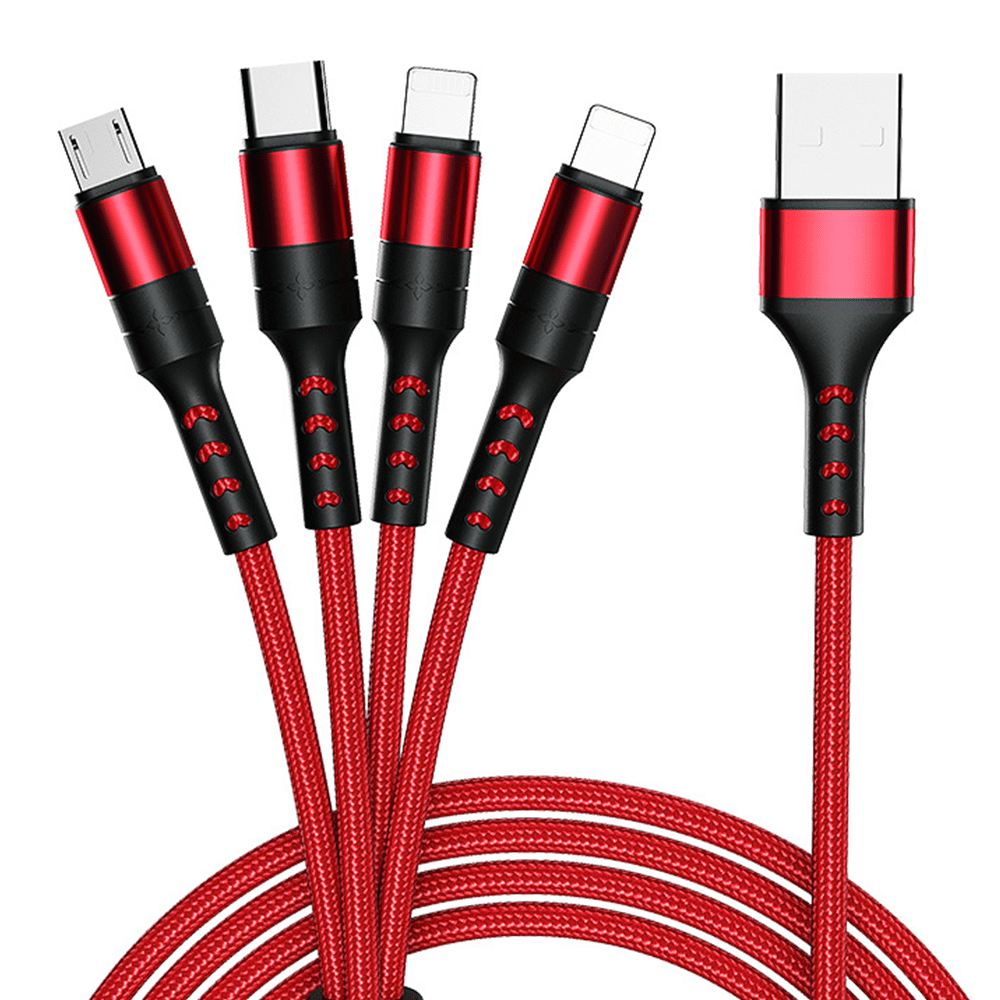 Multi Charging Cable 4 In 1 Nylon Braided Multiple USB Fast Charging ...
