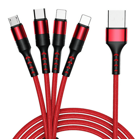Multi Charging Cable 4 In 1 Nylon Braided Multiple USB Fast Charging ...