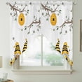 Bees Dwarfs Swag Curtain Valance for Window 2 Panels Yellow Sunflower ...
