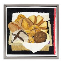 Stupell Industries Bread Box and Stripe Gray Framed Floater Canvas Wall ...