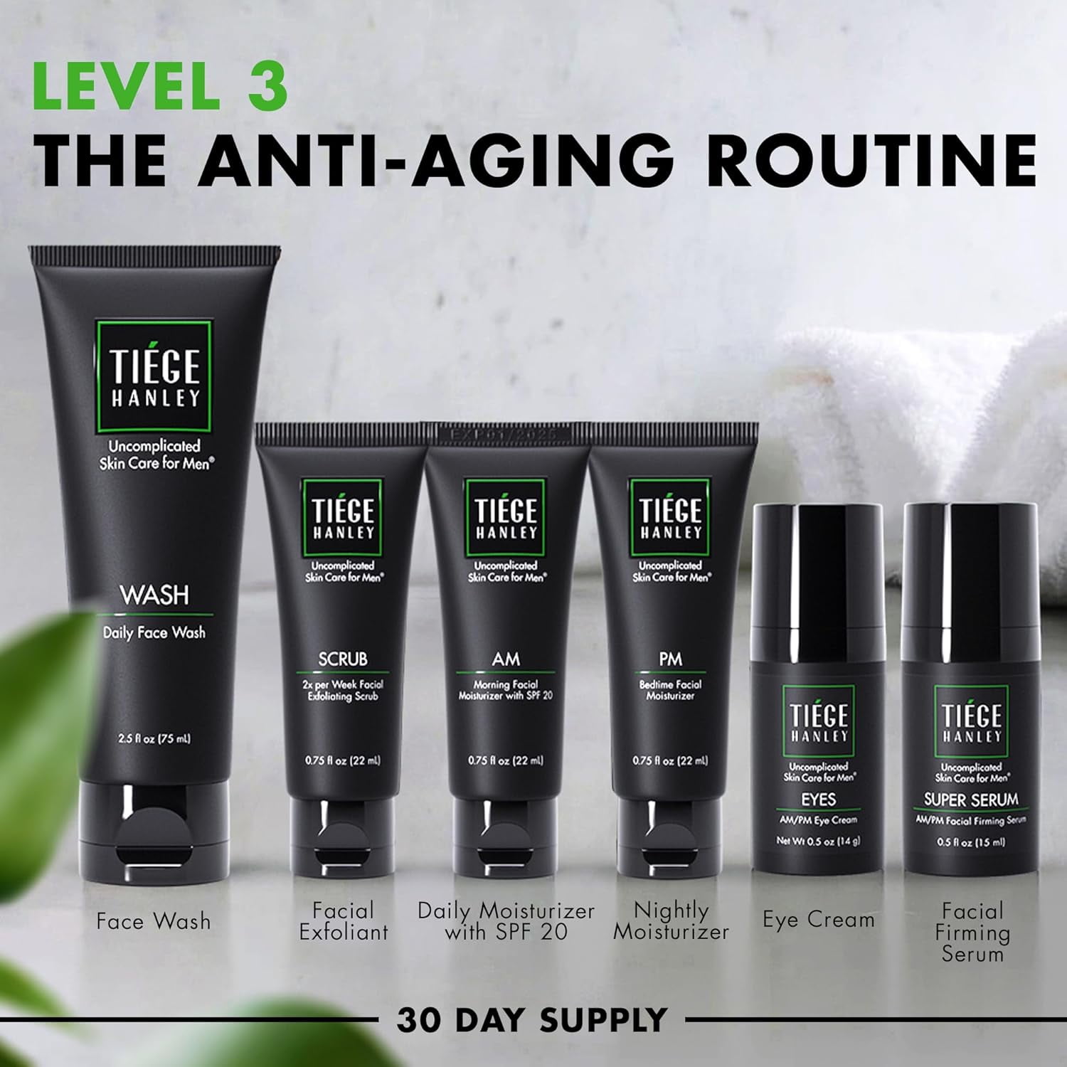 Tiege Hanley Anti-aging Skin Care System for Men | Level 3 | 30 Day ...