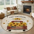 8ft Round Rug Vintage Sunflower Truck Area Rugs for Living Room Bedroom ...