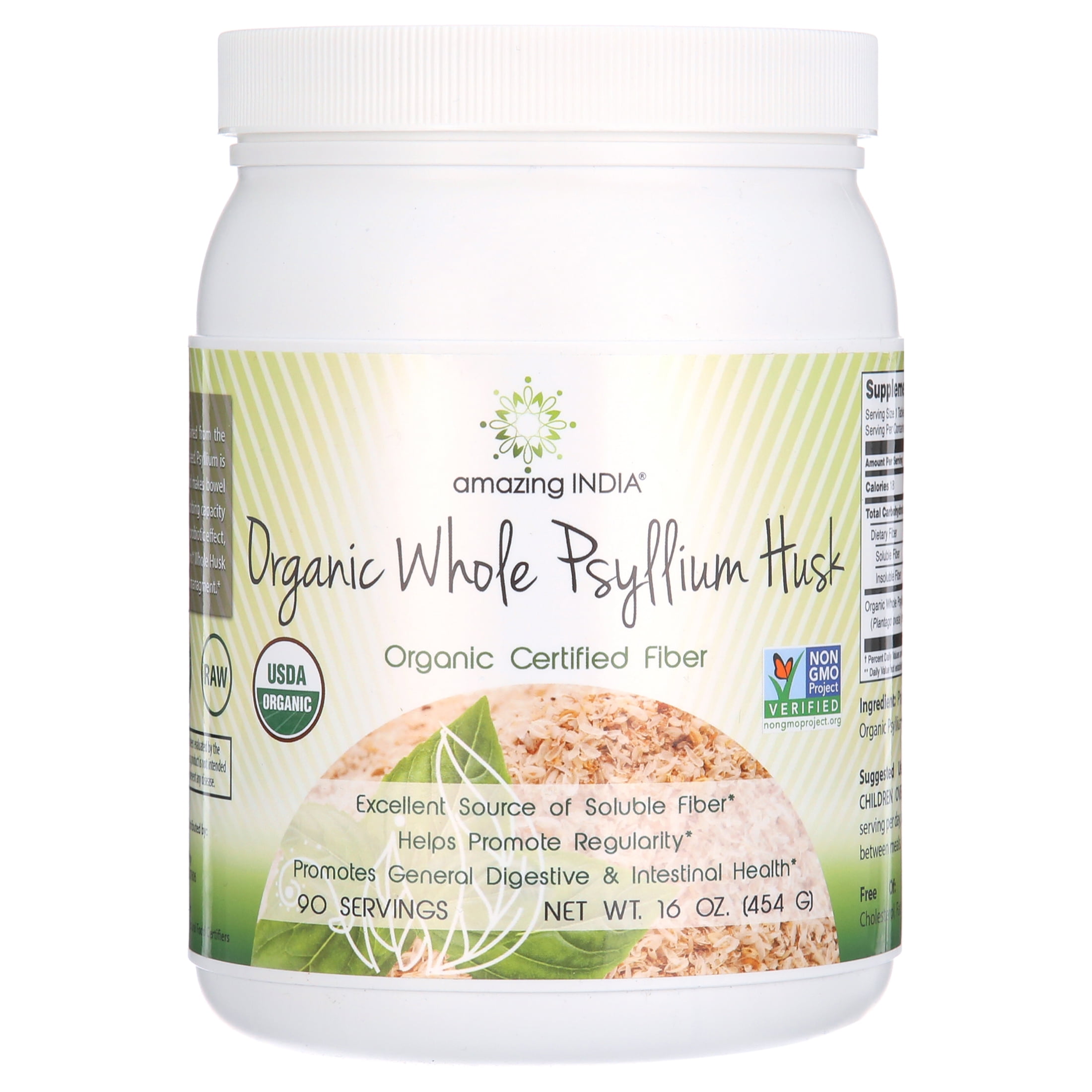 Amazing India Organic Whole Husk Psyllium 16 Oz