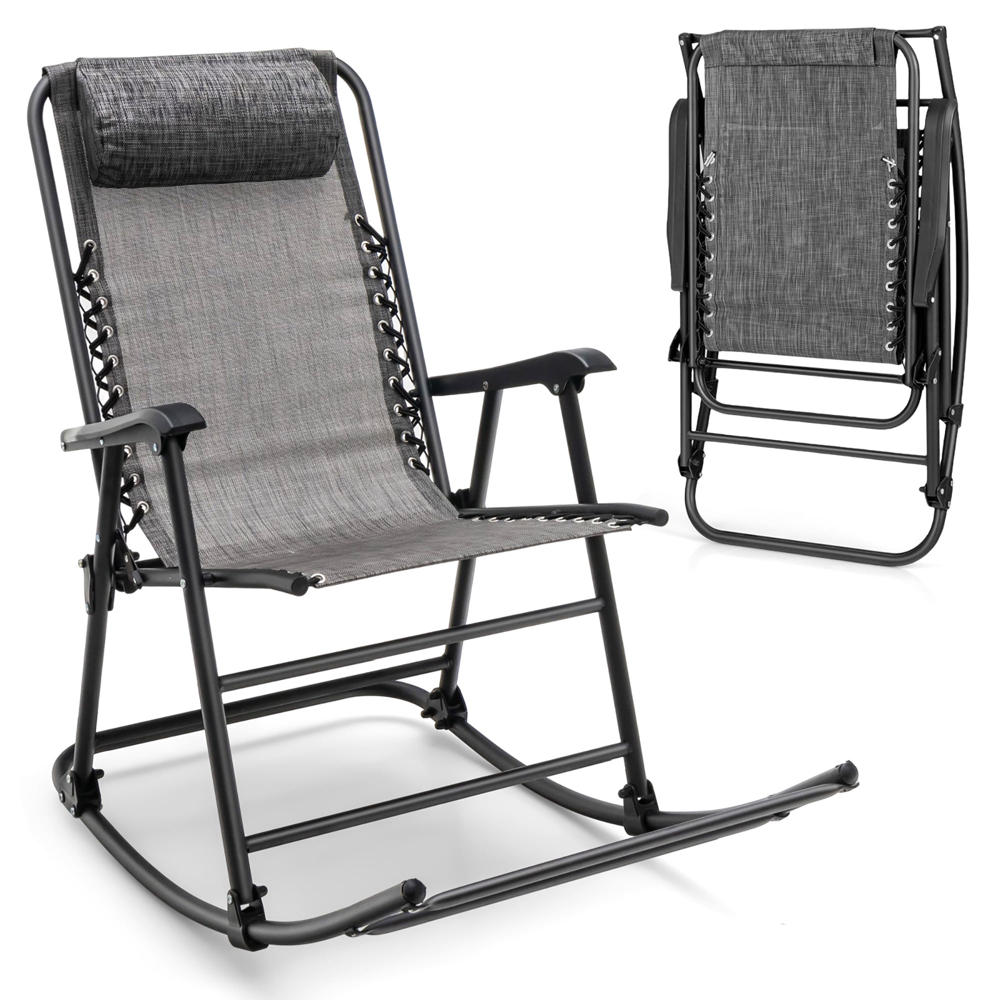 Costway Patio Camping Rocking Chair Folding Rocker Footrest Lightweight ...