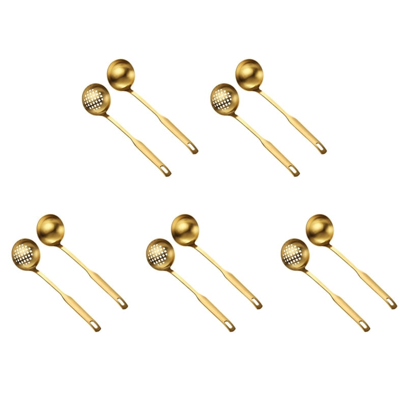 Juego de colador y cucharón para sopa dorado, cuchara para servir de ...