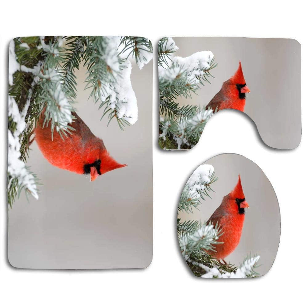 GOHAO Cardinal is a Favorite Winter Bird 3 Piece Bathroom Rugs Set Bath ...