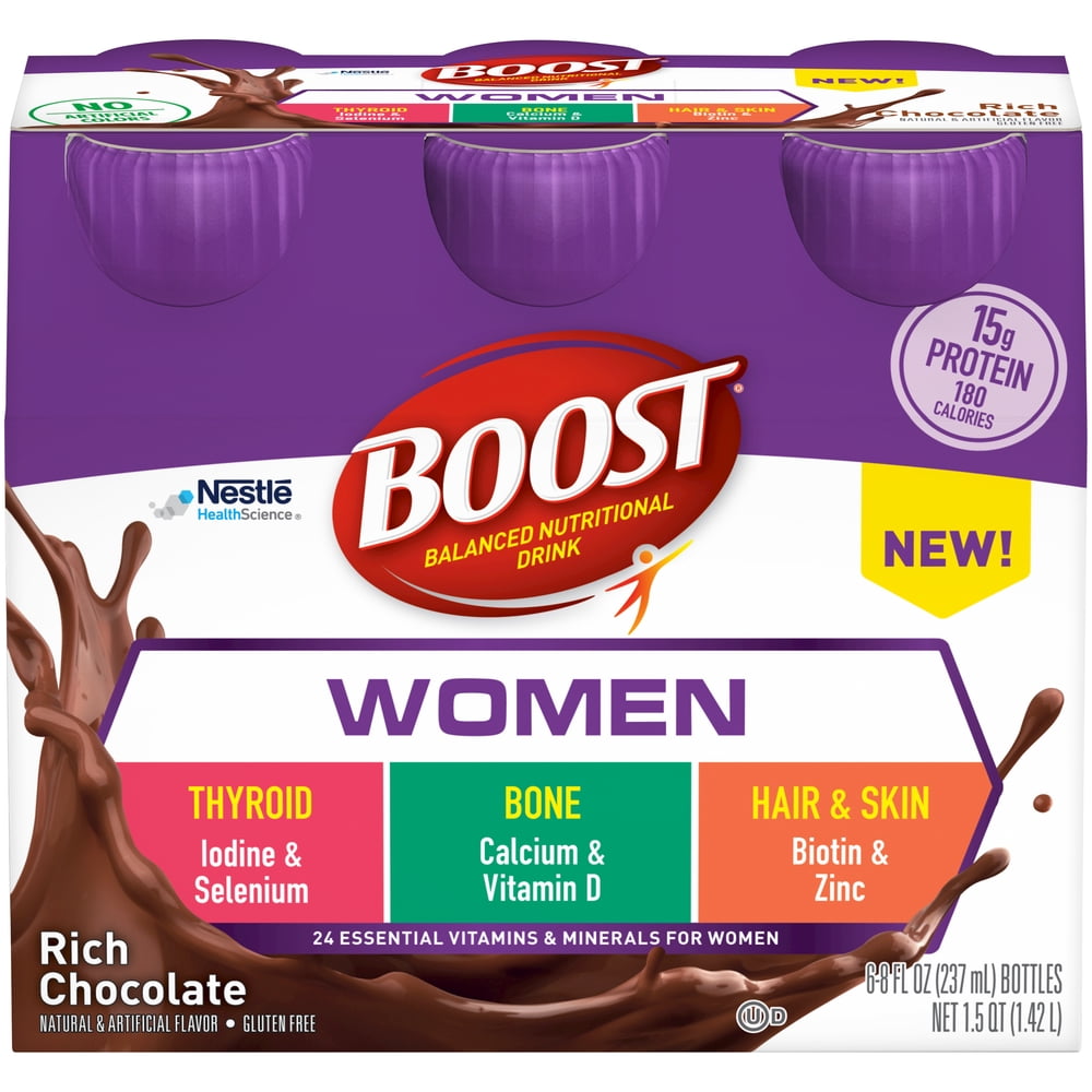 Boost Women Nutritional Drink Rich Chocolate 8 Fl Oz 6 Count - Walmart.com