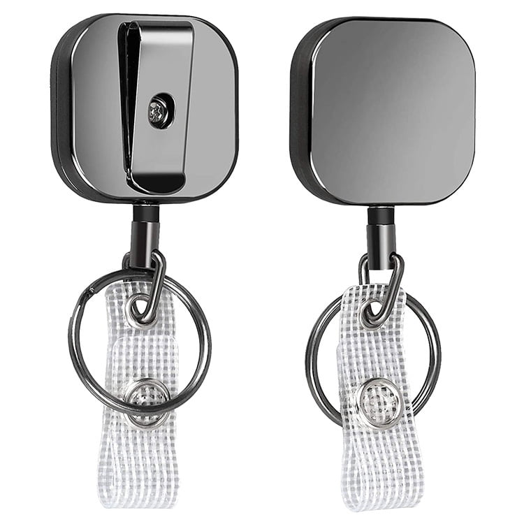 2 Pack Heavy Duty Metal Retractable Keychain with Belt Clip, 8 oz ...