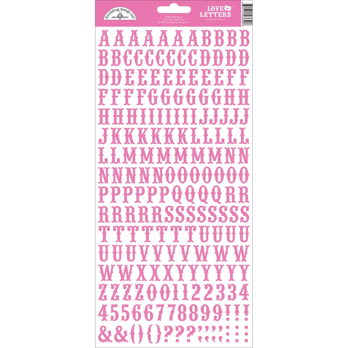Love Letters Cardstock Alphabet Stickers-Bubble Gum - Walmart.com