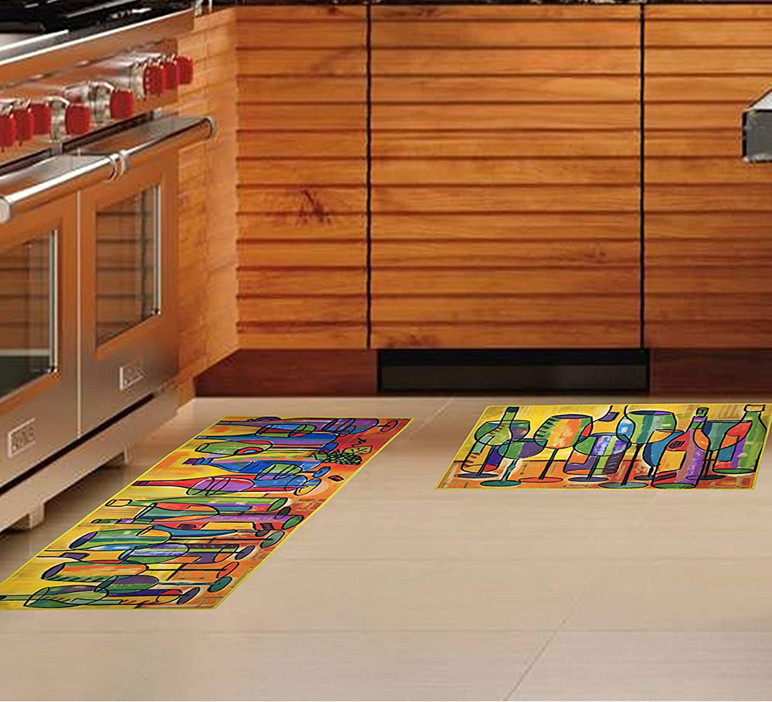 Artistic and Colorful Kitchen Rugs Kitchen Mats for Floor Non Slip ...