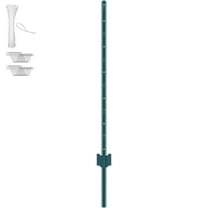 10-Pack Heavy Duty 4FT Metal T-Posts - Green Powder-Coated Steel Fence ...
