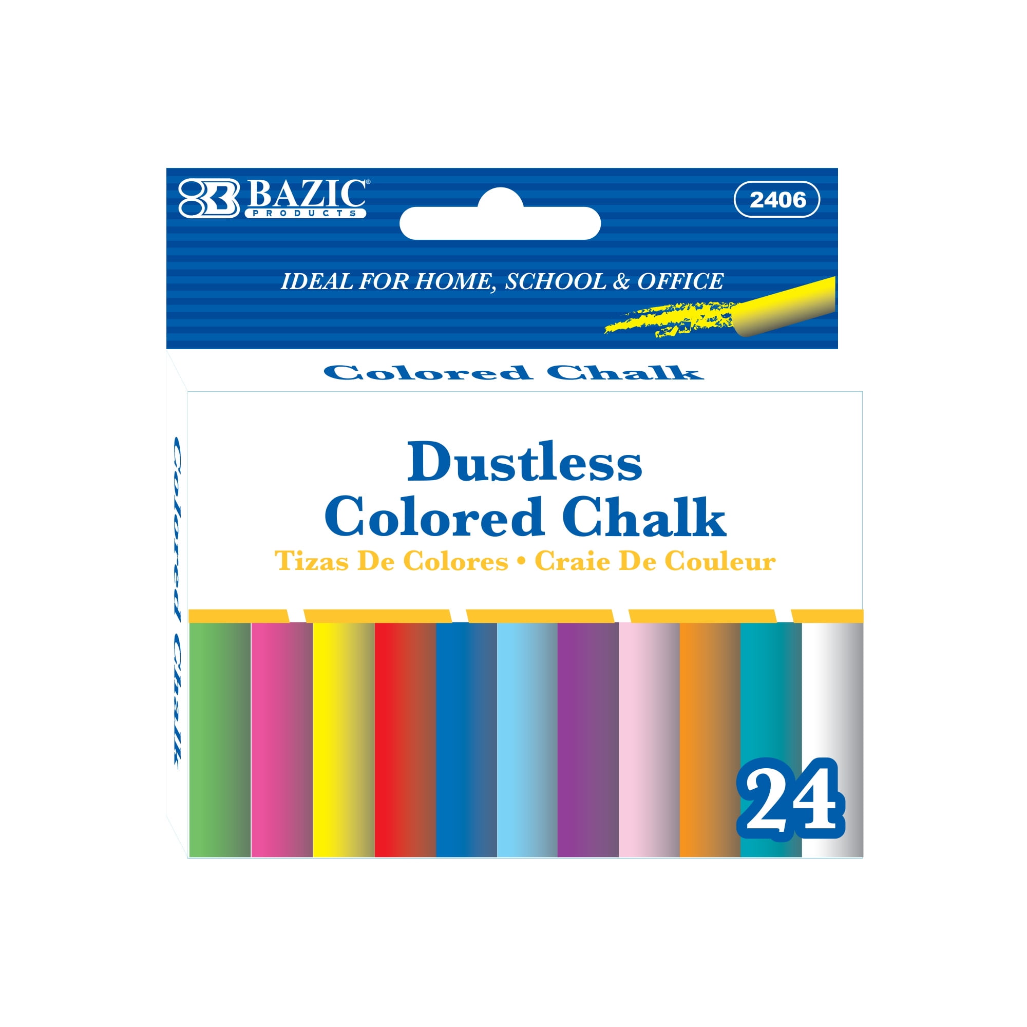 BAZIC Assorted Color Chalk, Standard Size Blackboard Chalks (24/Pack ...