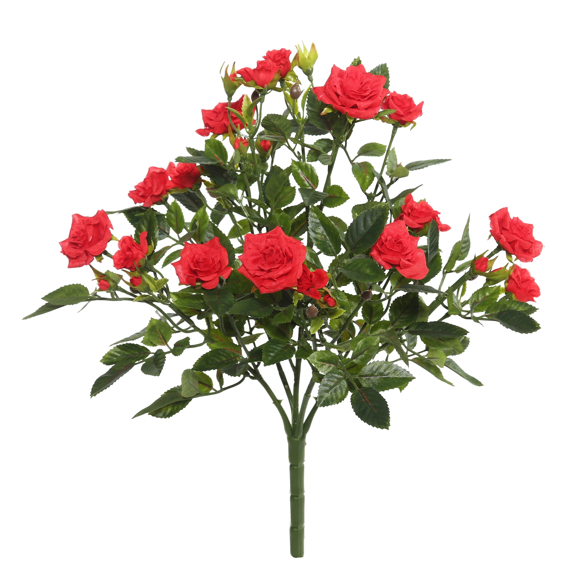 Vickerman 15" Artificial Red Mini Diamond Rose Bush. - Walmart.com