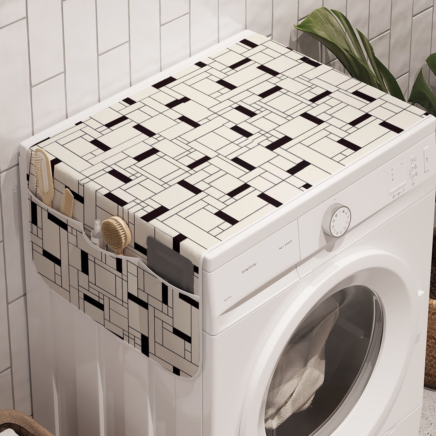 Geometric Washing Machine Organizer, Modern Grid with Rectangular ...