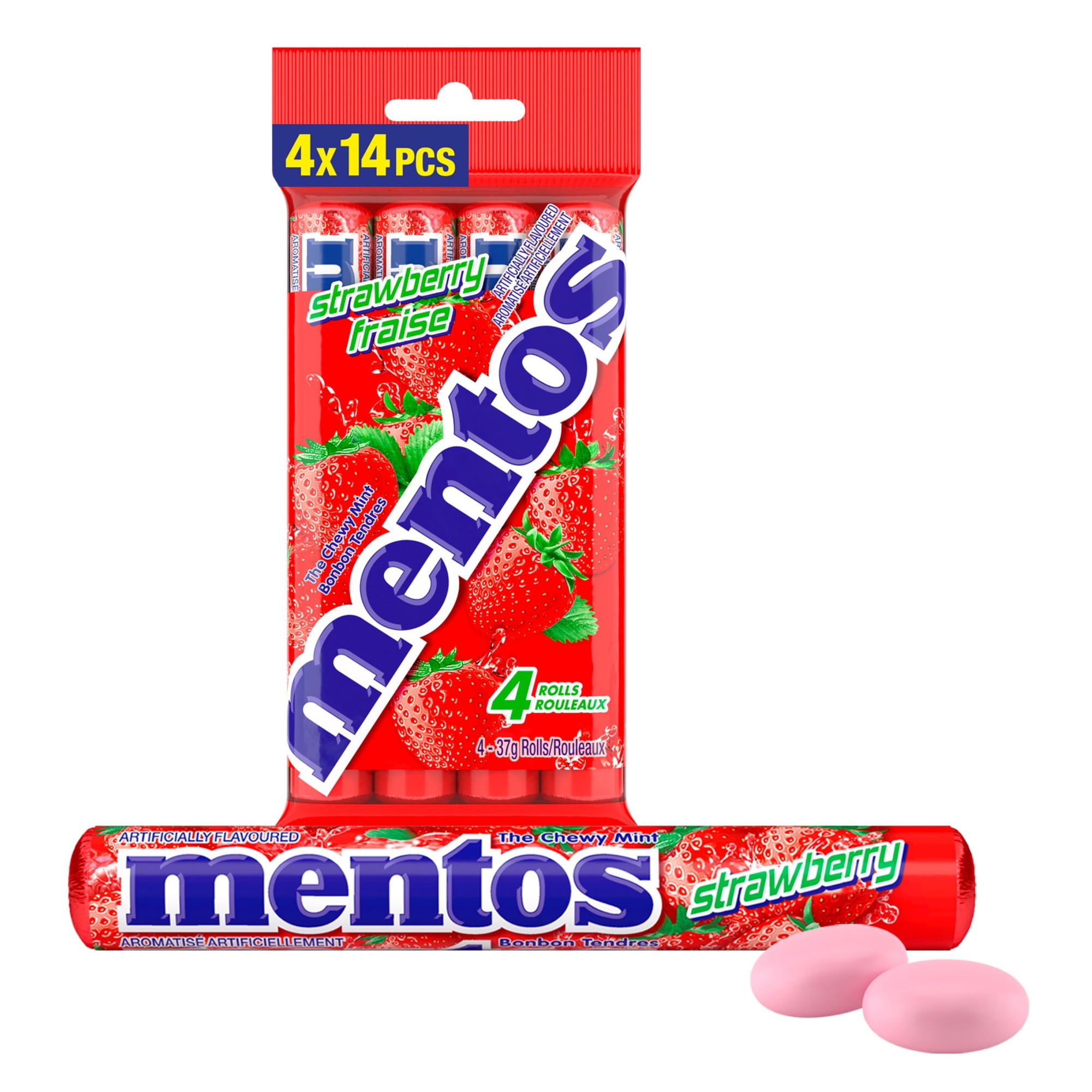 Click here for Mentos Chewy Mints  Strawberry - Pack Of 4 Rolls (... prices