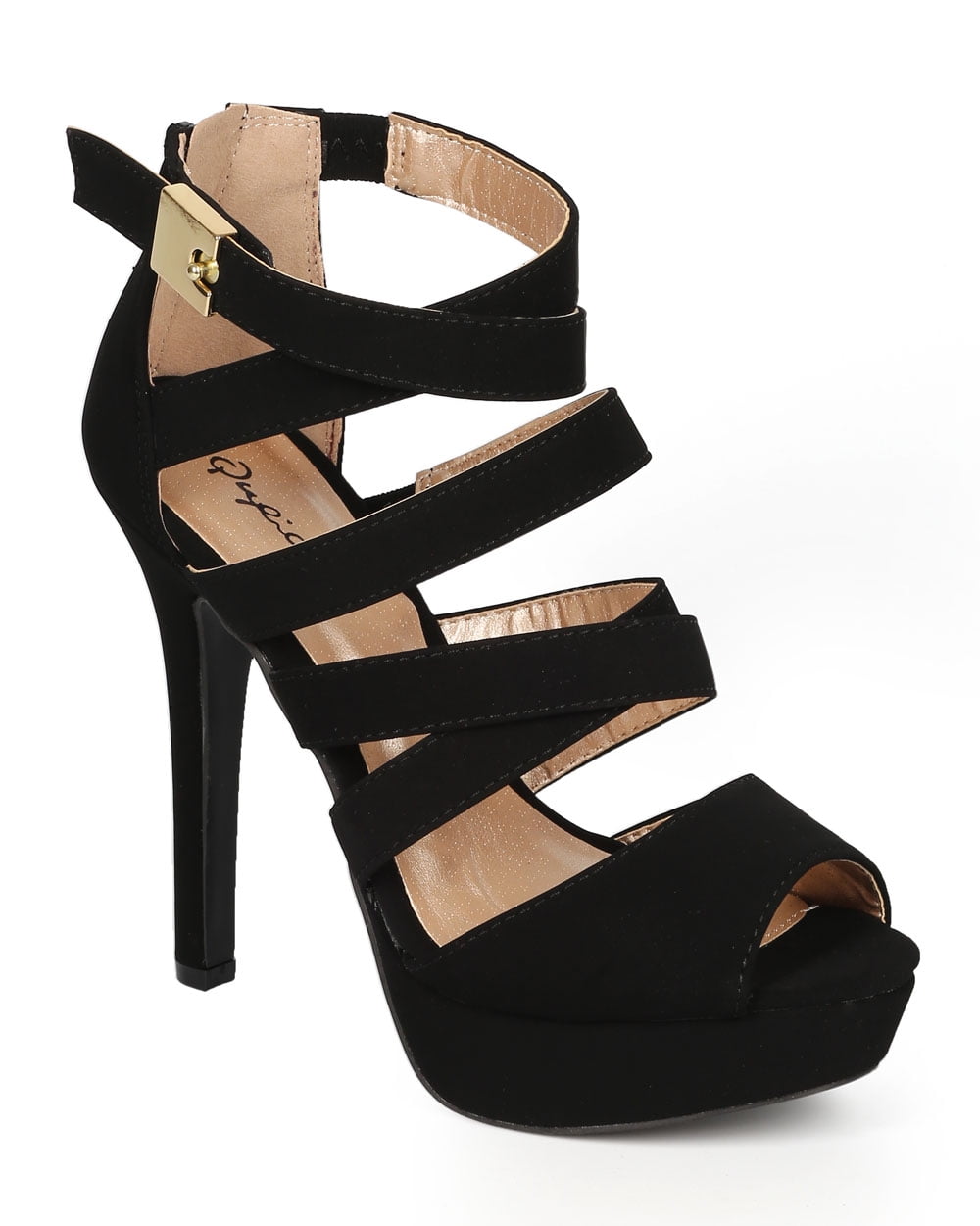 Qupid CG21 Women Nubuck Peep Toe Cross Strappy Platform Stiletto Pump ...