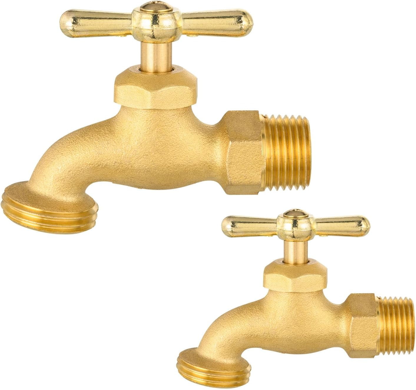SHIBA-2-Pack Outdoor Garden Hose Faucet/Valve 3/4" MIP Inlet ×3/4" MHT ...