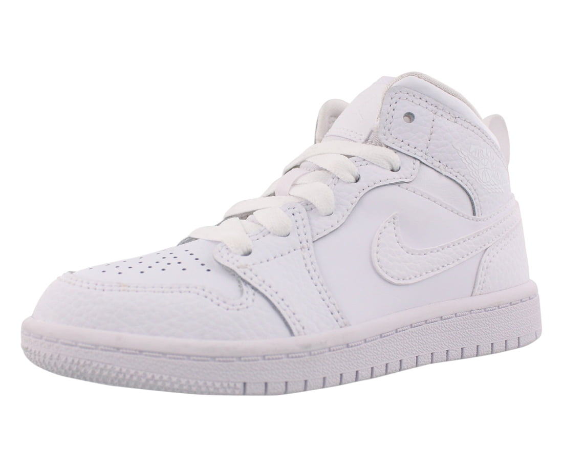 Nike Jordan 1 Mid Boys Shoes Size 12, Color: White/White - Walmart.com