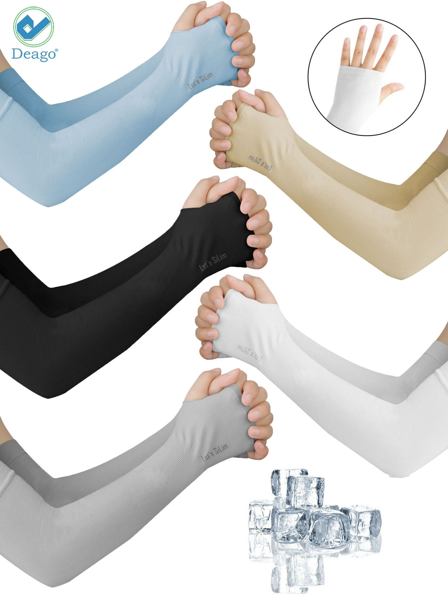 Deago 2 Pairs Cooling Arm Sleeves for Men Women,UV Sun Protection ...