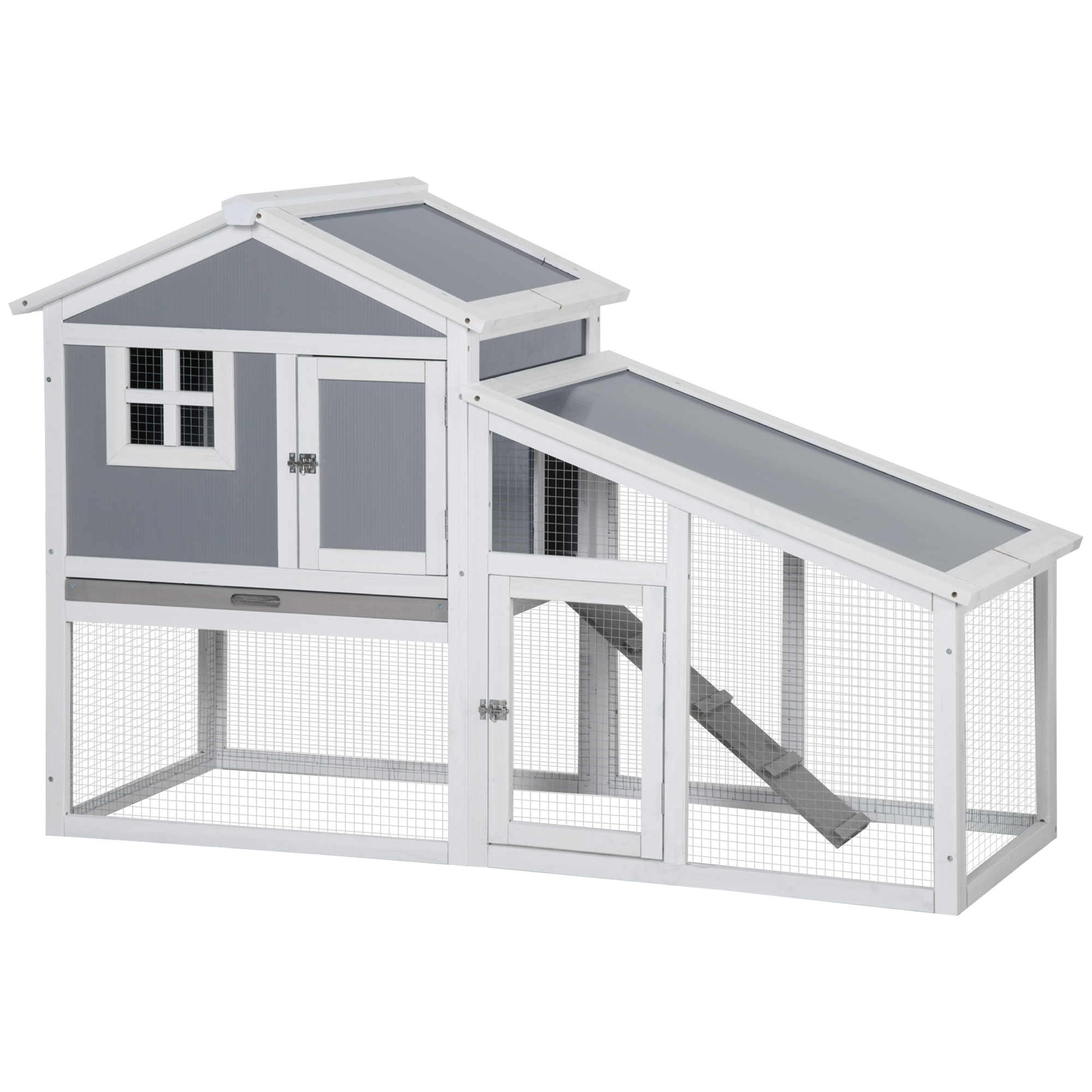 PawHut 59" Wooden Rabbit Hutch, 2 Tier Pet Playpen Bunny House ...