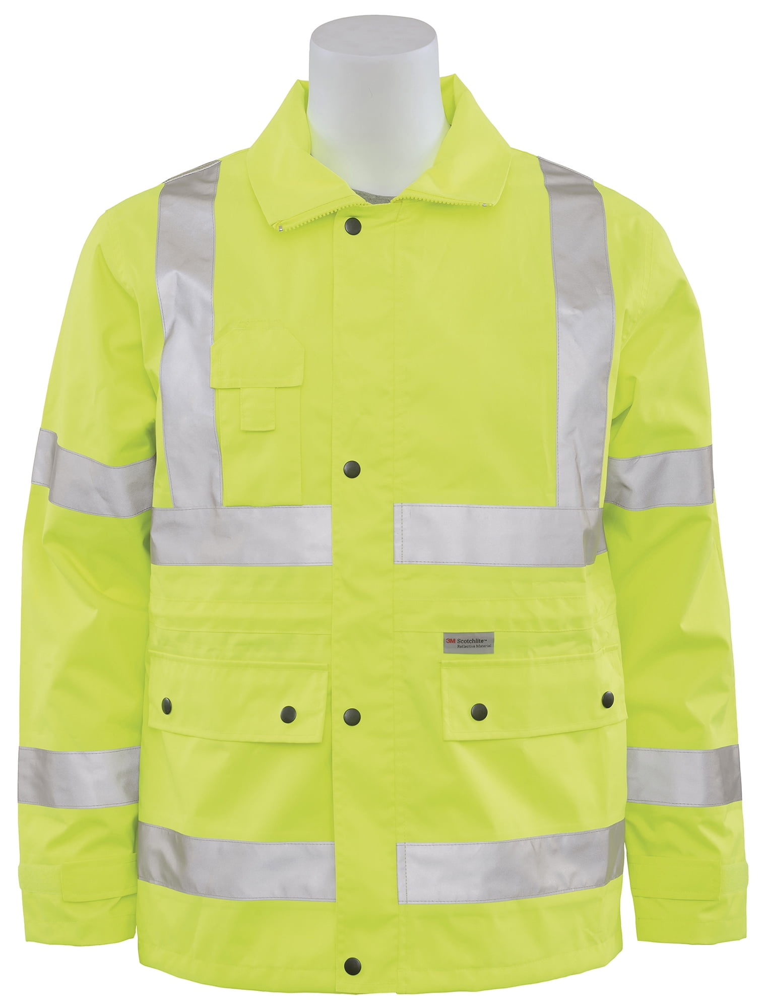 S371 Ansi Class 3 Raincoat Woven Oxford Pu Coating 8.6Mm Hi-Viz Lime ...